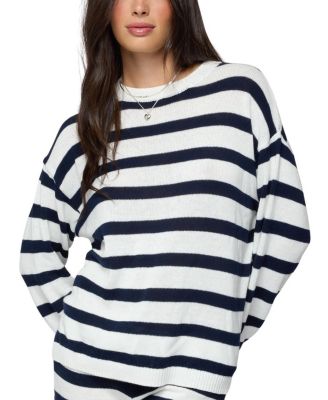 Click here for Edikted Amaris Oversized Striped Knit Sweater prices