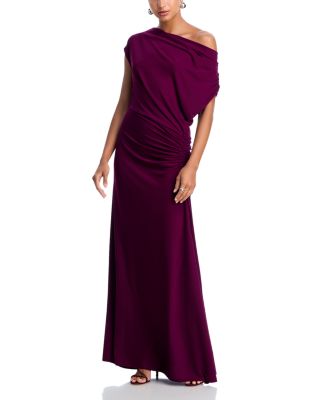 Click here for Aqua Off-the-Shoulder Ruched Jersey Gown - Exclusi... prices