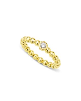 Lagos 18K Yellow Gold Caviar Gold Diamond Bezel Bead Stacking Ring