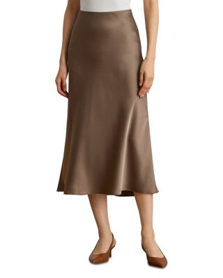 Ralph Lauren Satin Charmeuse Midi Skirt | Bloomingdale's