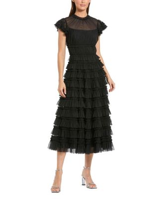Click here for Mac Duggal Mesh Micro Ruffle High Neck Cap Sleeve... prices