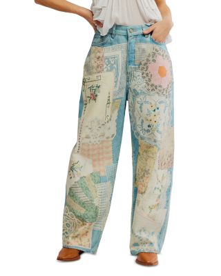 Click here for Free People Illusion Patchwork Jeans in Indigo Com... prices