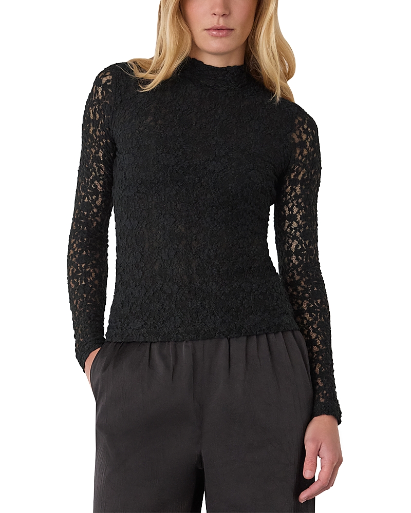 Click here for Whistles Lace Detail High Neck Top prices