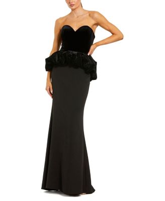 Click here for Mac Duggal Strapless Velvet Peplum Top with Crepe... prices