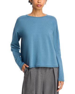 Click here for Eileen Fisher Striped Cozy Brushed Terry Round Nec... prices