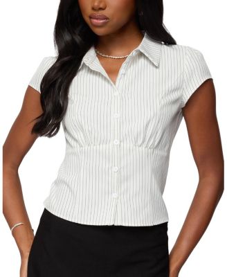 Edikted Juney Pinstripe Tailored Button Up Shirt