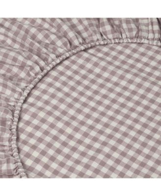 Click here for Piglet in Bed Gingham Linen Blend Fitted Sheet  Tw... prices