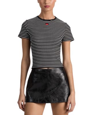 Click here for Alice and Olivia Cindy Embroidered Cropped Tee prices
