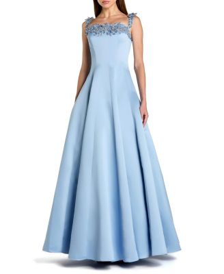 Click here for Mac Duggal Satin Beaded Off The Shoulder Ballgown prices