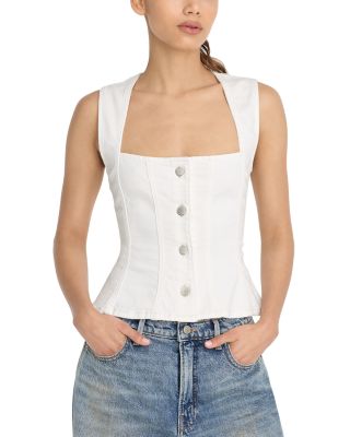 Click here for Good American Button Front Peplum Top prices