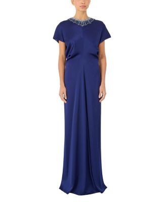 Click here for Jenny Packham Novak Embellished-Collar Maxi Dress prices
