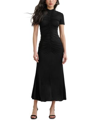 Click here for Toccin Gracelyn Mock Neck Short Sleeve Ruched Midi... prices
