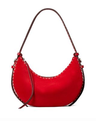 Click here for Tory Burch Romy Half Moon Suede Shoulder Bag prices