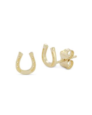 Click here for Moon & Meadow 14K Yellow Gold Horseshoe Stud Earri... prices
