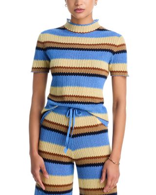 Click here for Guest in Residence Striped Silk & Linen Top prices