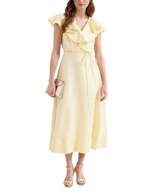 Click here for Phase Eight Womens Matilda Ruffle Linen Midi Dress prices