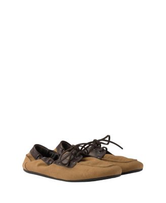 Click here for Prada Mens Shuffle Aged Canvas And Leather Boat Sh... prices