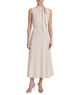Click here for Santorelli Petra Sleeveless Mock Neck Silk Midi Dr... prices