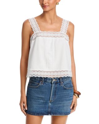 Click here for Aqua Lace Trim Square Neck Top - Exclusive prices