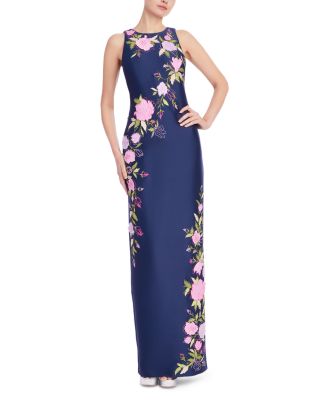 Click here for Badgley Mischka Appliqued Embroidered Column Dress prices