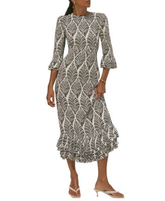 Click here for Mint Velvet Womens Printed Ruffle Detail Midi Dres... prices