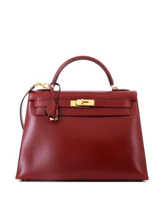 Click here for Pre-Owned HERMES Kelly 32 Handbag Red Box Calf wit... prices