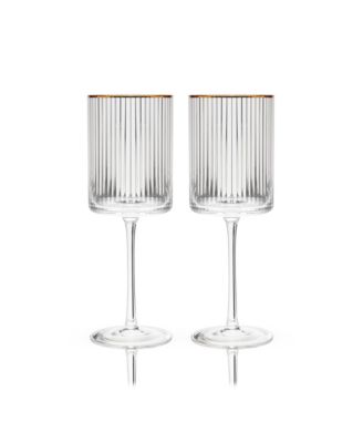 Click here for Viski Meridian Crystal Gold Rimmed Wine Glasses  S... prices