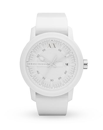 A|X Armani Exchange Armani Exchange White Rubber Watch, 44mm ...