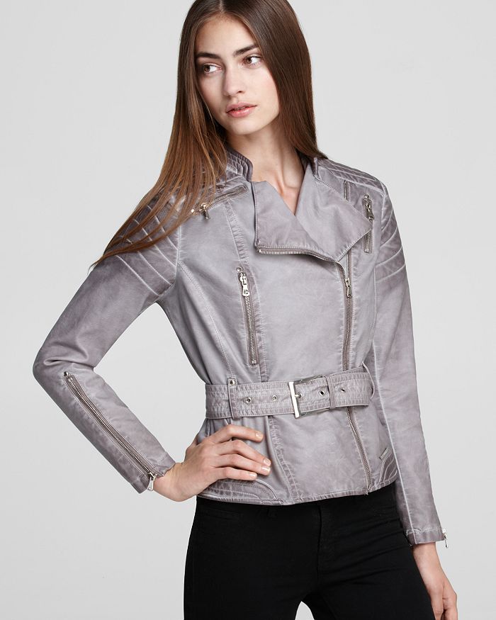 GUESS Jacket - Faux Leather Moto | Bloomingdale's