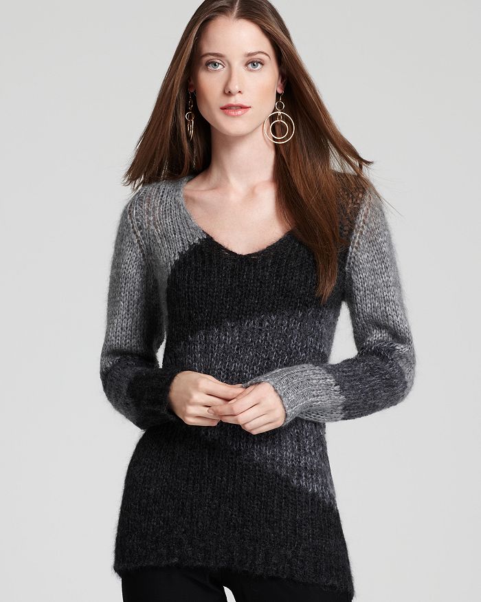 Eileen Fisher Color Block V Neck Tunic | Bloomingdale's