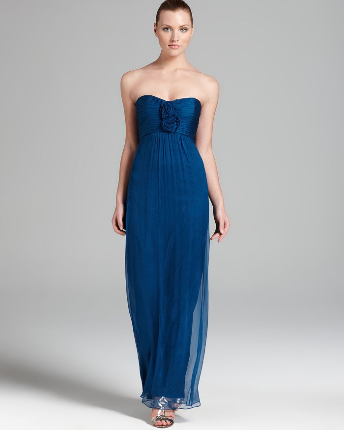 Amsale Dress - Rosette Front Strapless | Bloomingdale's