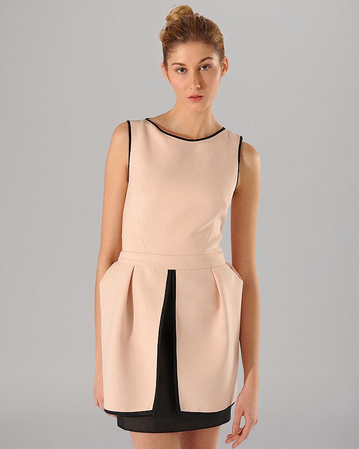 Maje Structural Dress - Nude and Black | Bloomingdale's