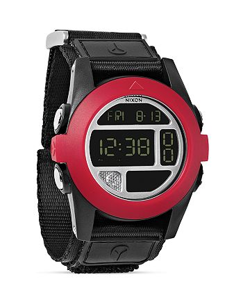 Nixon The Baja All Black and Red Watch, 50mm | Bloomingdale's
