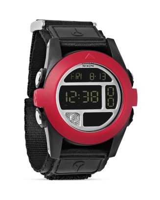 Nixon The Baja All Black and Red Watch, 50mm | Bloomingdale's