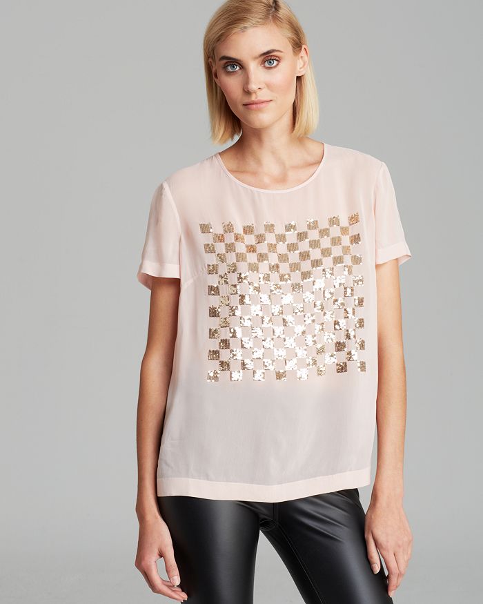 FRENCH CONNECTION Tee - Checkmate Sequin | Bloomingdale's