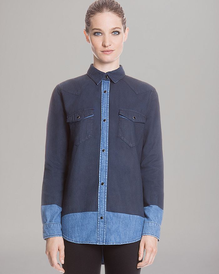 Sandro Combo Denim Shirt | Bloomingdale's