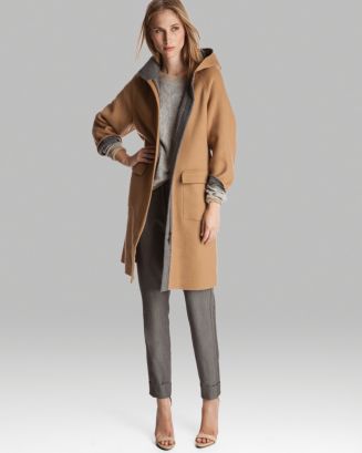 HALSTON HERITAGE HALSTON Coat - Three Quarter Sleeve Reversible with ...