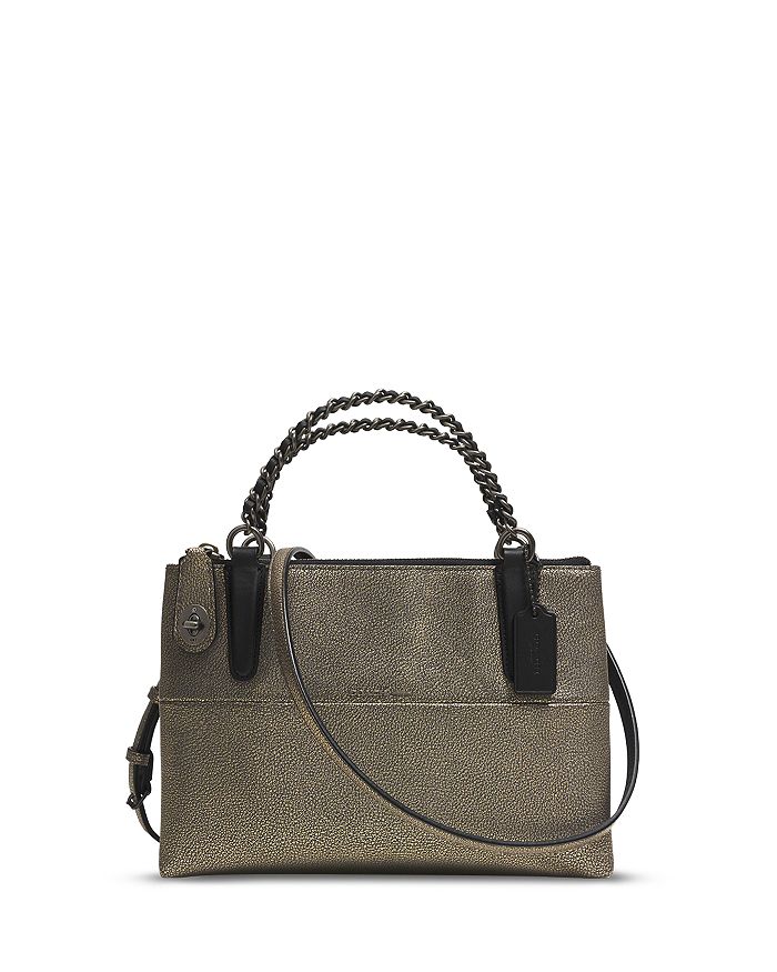 COACH Mini Turnlock Borough Bag with Chain in Metallic Leather ...