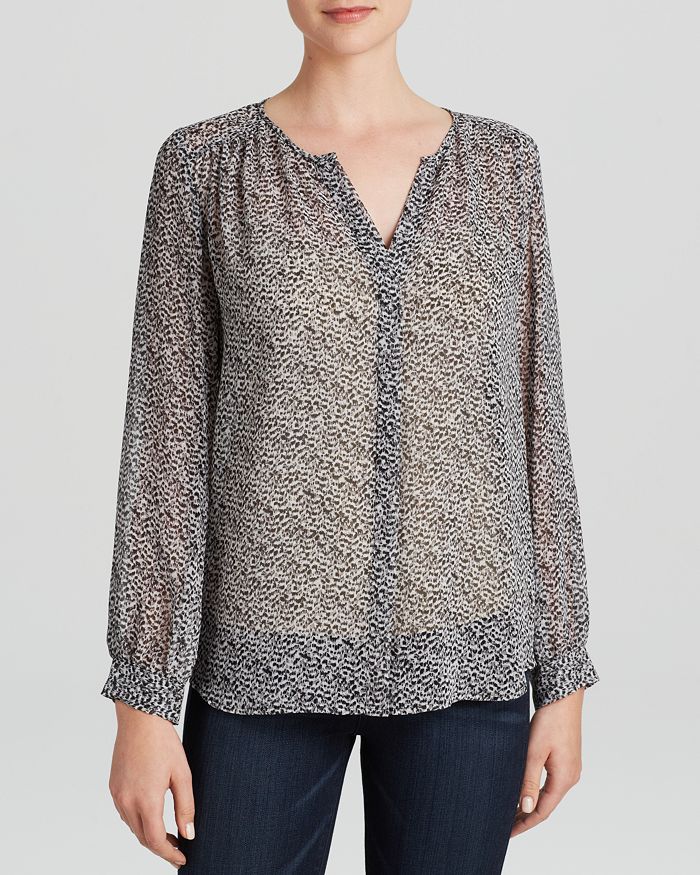 Joie Top - Bellamira Mini Textural Animal Print Silk | Bloomingdale's