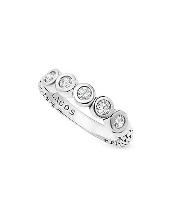 LAGOS Sterling Silver Five Diamond Stacking Ring | Bloomingdale's