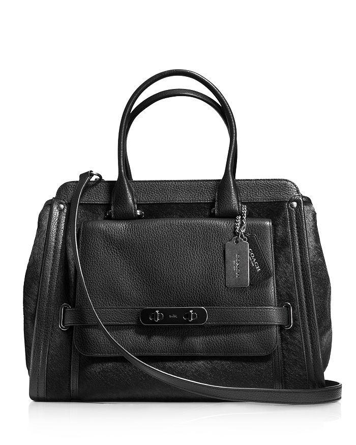 COACH Swagger Frame Satchel in Haircalf | Bloomingdale's