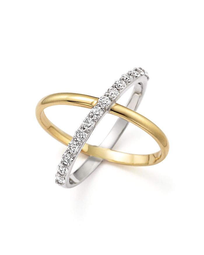 Bloomingdale's KC Designs Diamond "X" Ring in 14K Yellow and White Gold ...