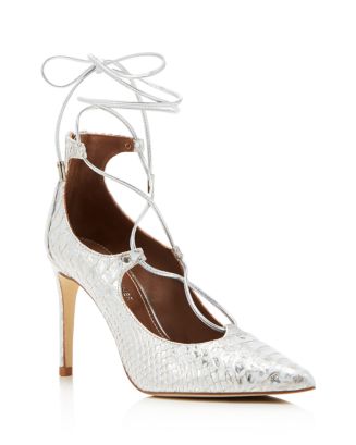 Donald Pliner Donald J Pliner Pella Metallic Snake Embossed Pointed Toe ...