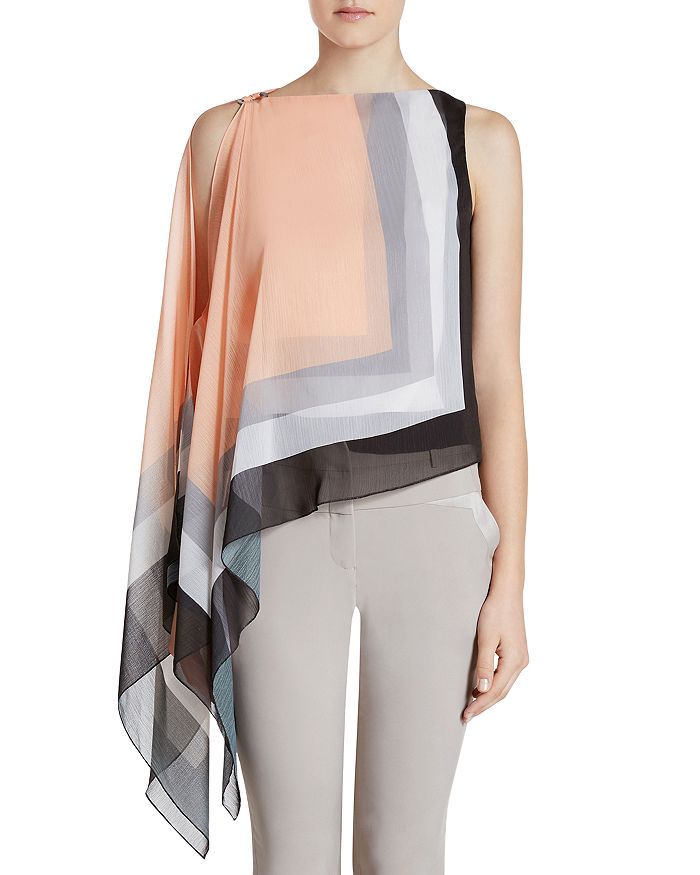 HALSTON HERITAGE HALSTON Scarf Print Crinkle Chiffon Top | Bloomingdale's