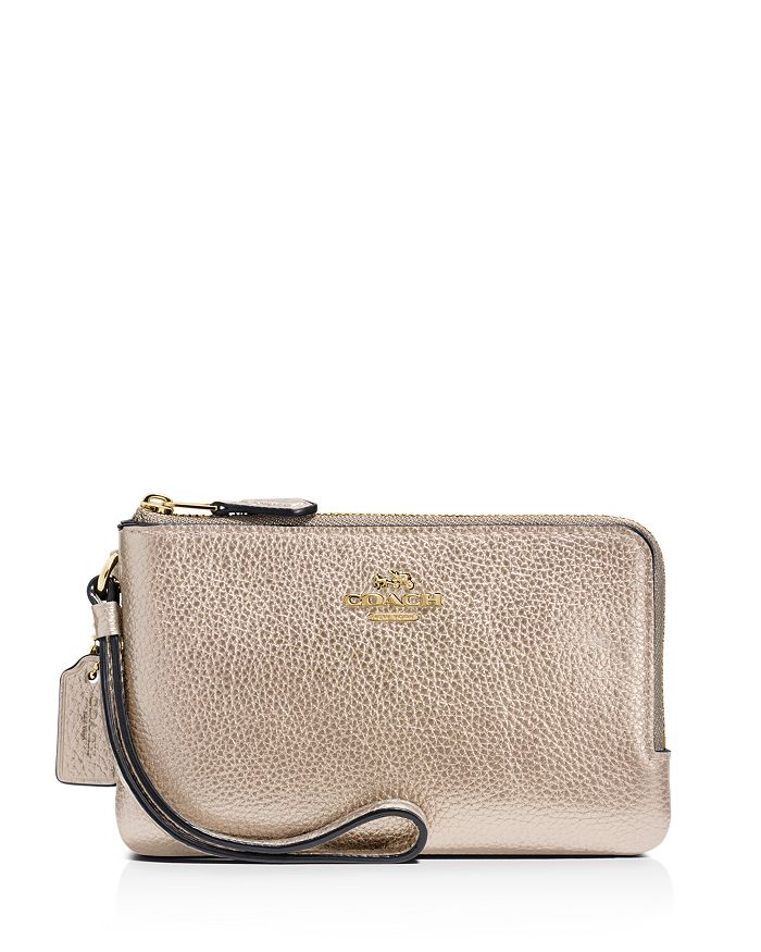 COACH Pebble Double Corner Zip Wristlet | Bloomingdale's