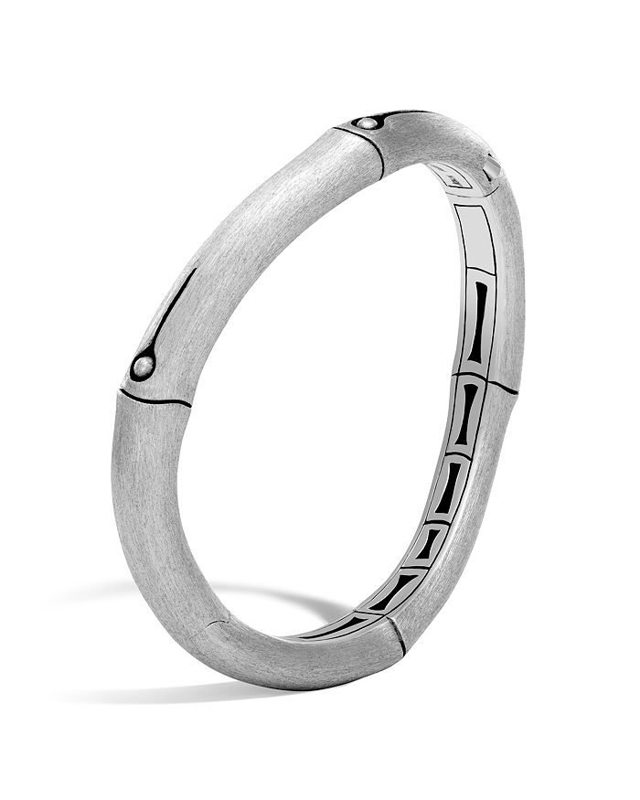 JOHN HARDY Brushed Sterling Silver Bamboo Curved Hinged Bangle ...