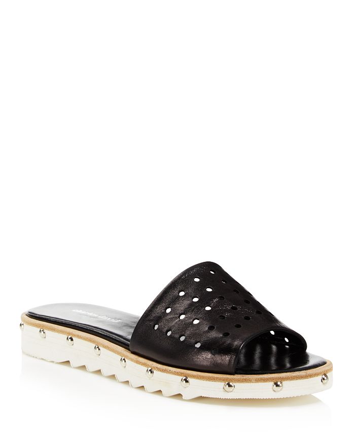 Charles David Space Perforated Studded Slide Sandals | Bloomingdale's