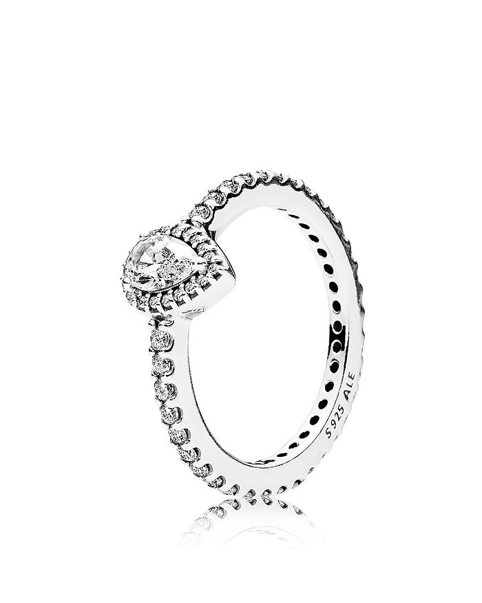 Pandora Sterling Silver & Cubic Zirconia Radiant Teardrop Ring ...