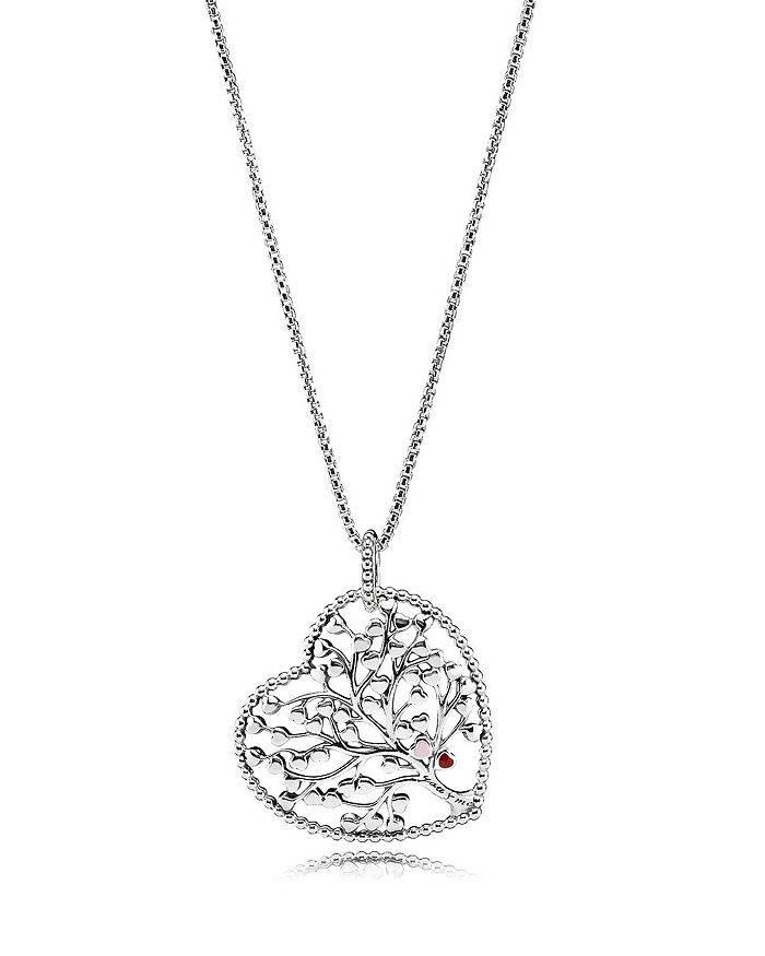Pandora Sterling Silver & Cubic Zirconia Tree of Love Heart Pendant ...