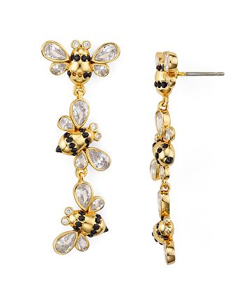 kate spade new york Linear Pavé Bee Drop Earrings | Bloomingdale's